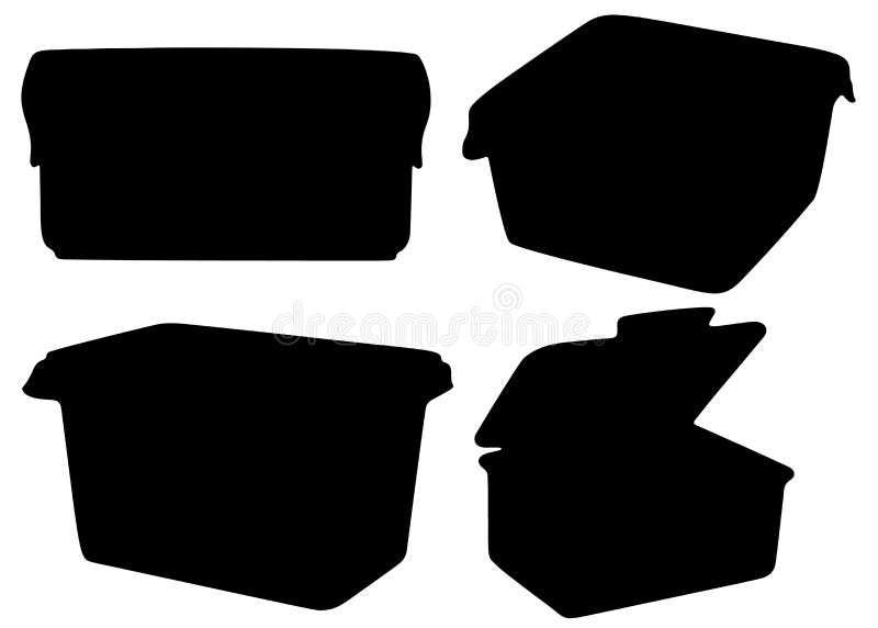 Food Storage Boxes in the Set. Stock Vector - Illustration of black ...