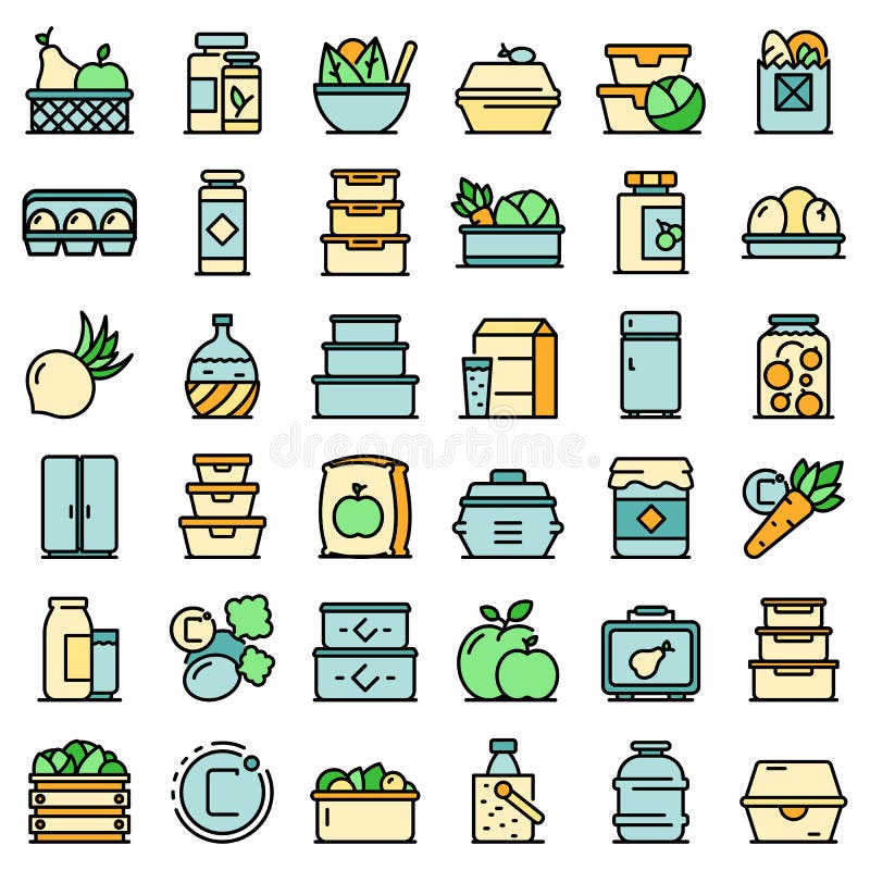 Preservation Icons Set, Flat Style Stock Vector - Illustration of ...