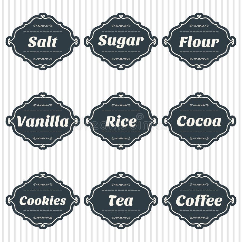 Food Storage Labels. Kitchen Food Storage Tags Collection Stock Vector ...