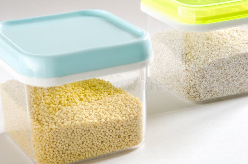 Food Storage. Plastic Containers. Stock Photo - Image of filled, home ...