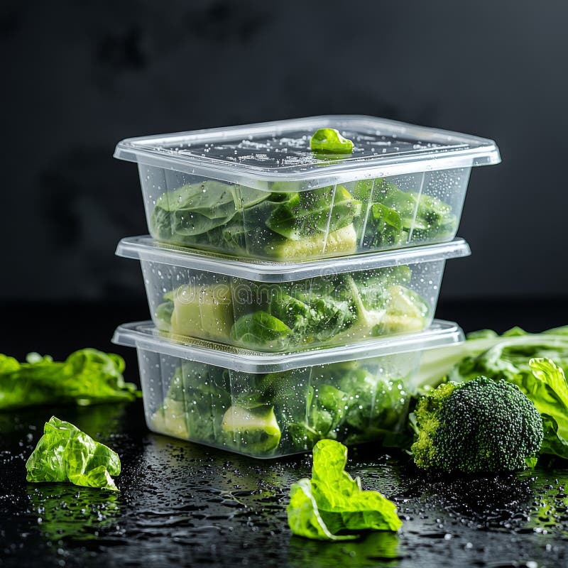 For Food Storage, Three Clear Plastic Containers with Lids Stock Photo ...