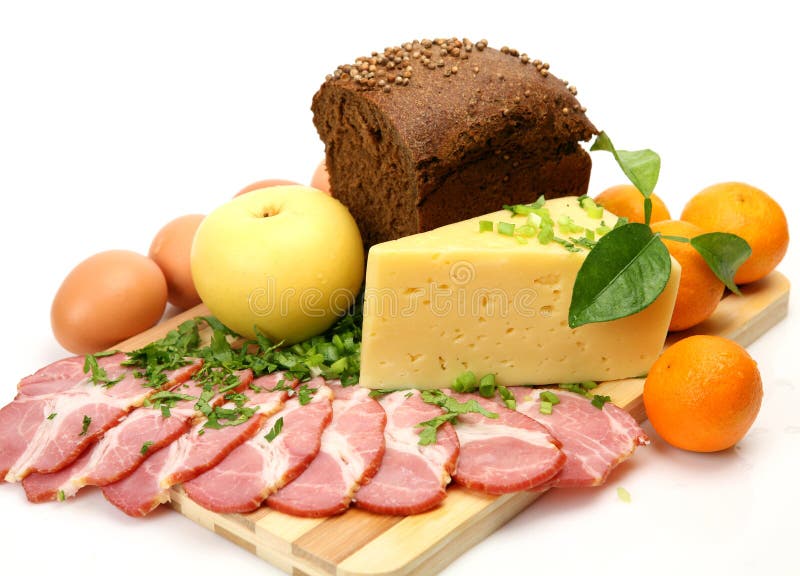 Dairy Food, Eggs, Chees, Breads and Apples Stock Image - Image of ...