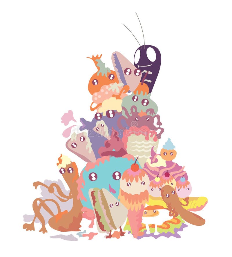 Sweet Monster and Banner with Bone. Stock Vector - Illustration of cute ...