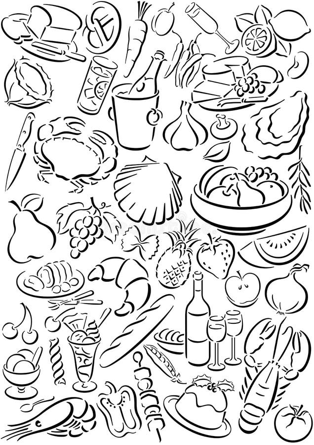 Background with Food Symbols Stock Vector - Illustration of cheese ...