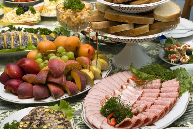 Food on buffet table stock image. Image of dinner, platters - 33277097