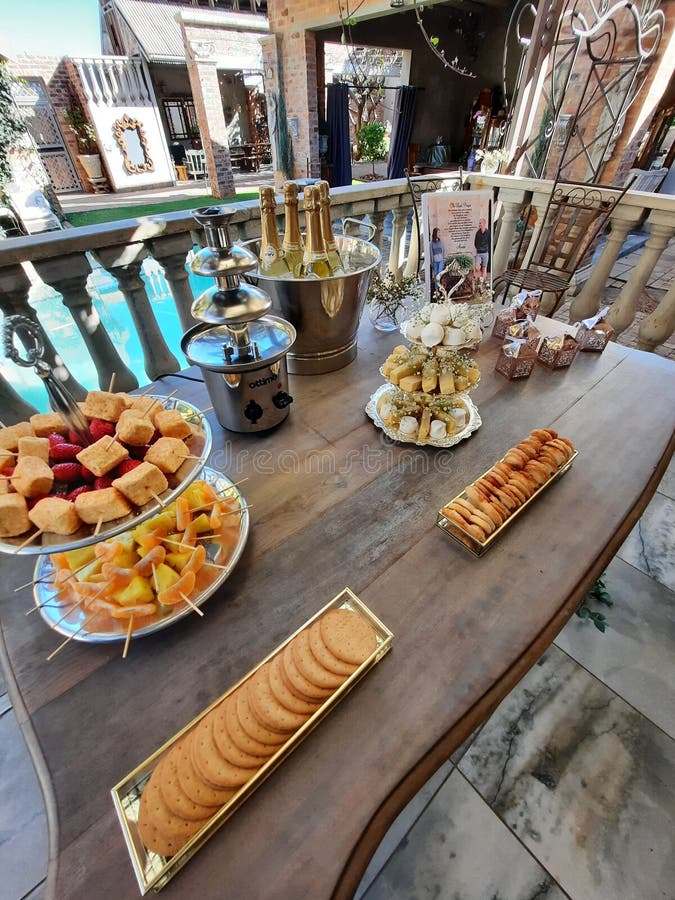 Table with Snacks - Party Buffet with Various Savory Foods Stock Photo ...