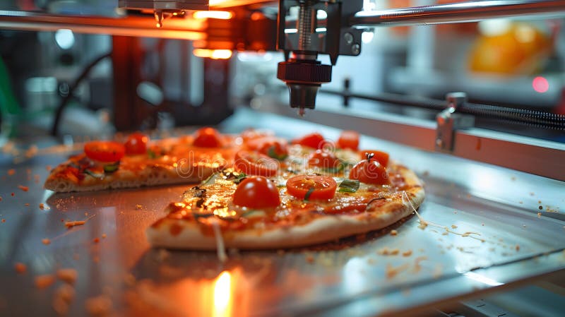 Close-up of a 3D Printer Creating a Slice of Pizza Stock Illustration ...