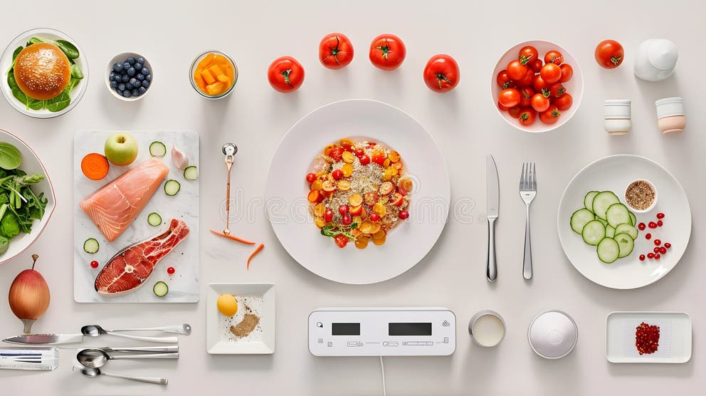 Food Technology, Digital Scale Analyzing Portion Sizes with Precise ...