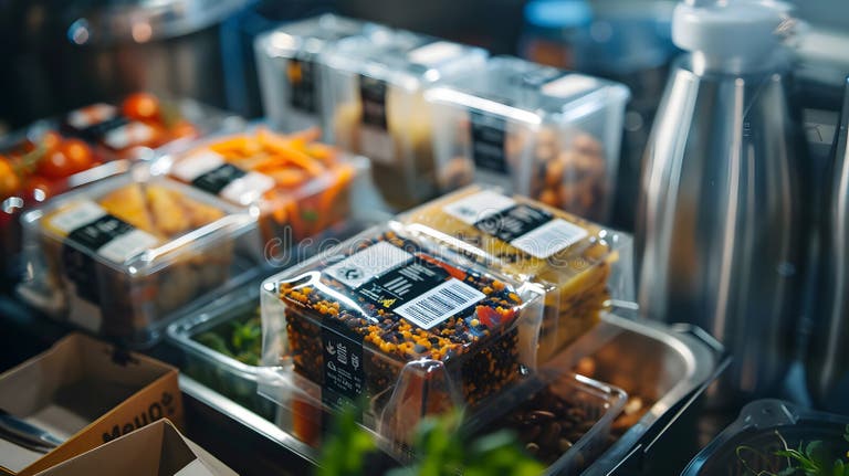 Food Technology, Futuristic Packaging with QR Code Displaying Nutrition ...