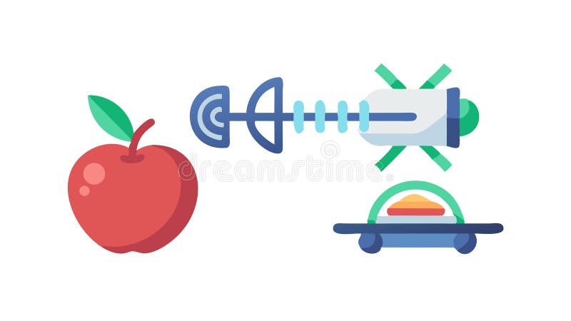 Food Technology Icon with Apple and Scanner Device, Vector Design ...