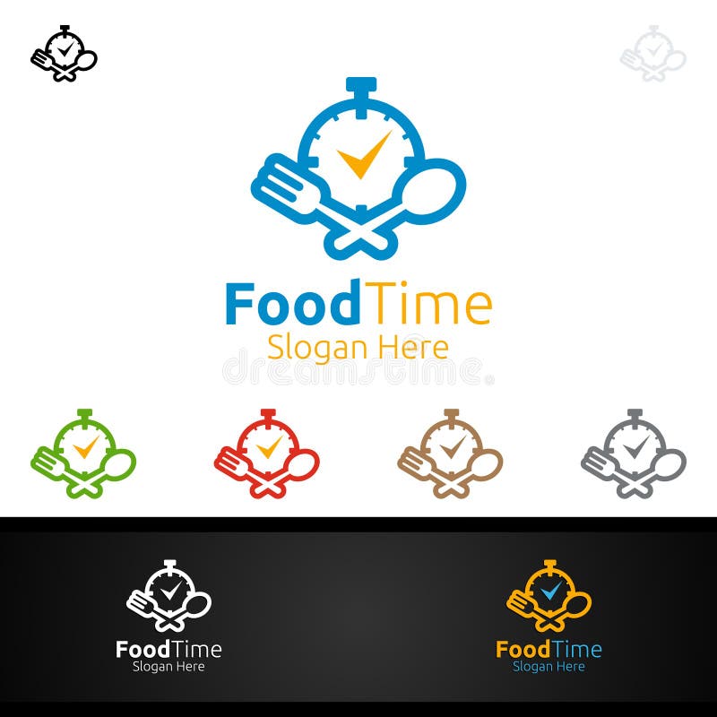 Food Time Logo for Restaurant or Cafe Stock Vector - Illustration of ...