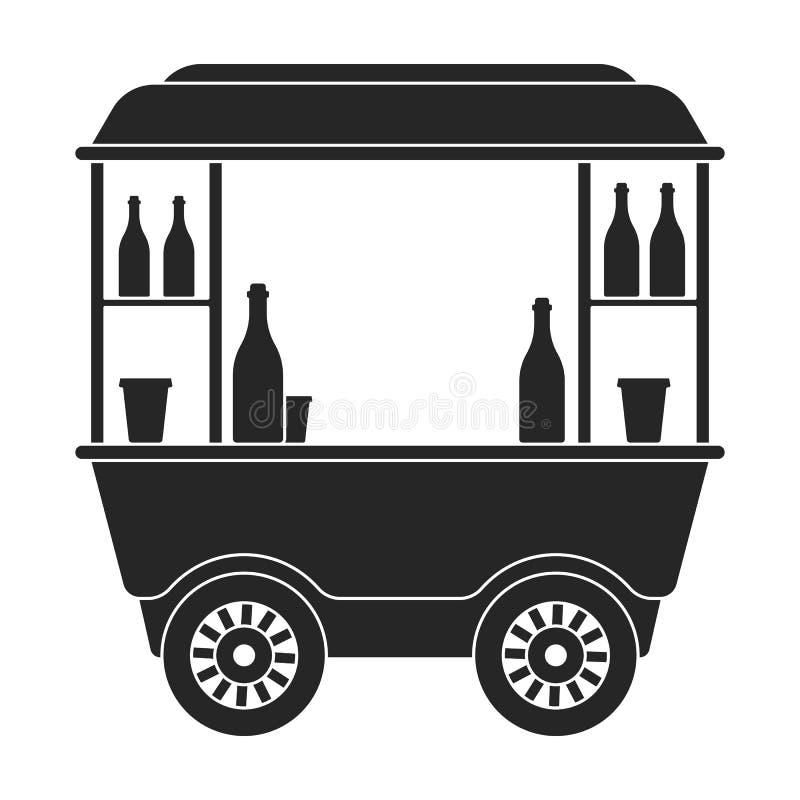 Food Trailer Vector Icon.Black Vector Icon Isolated on White Background ...