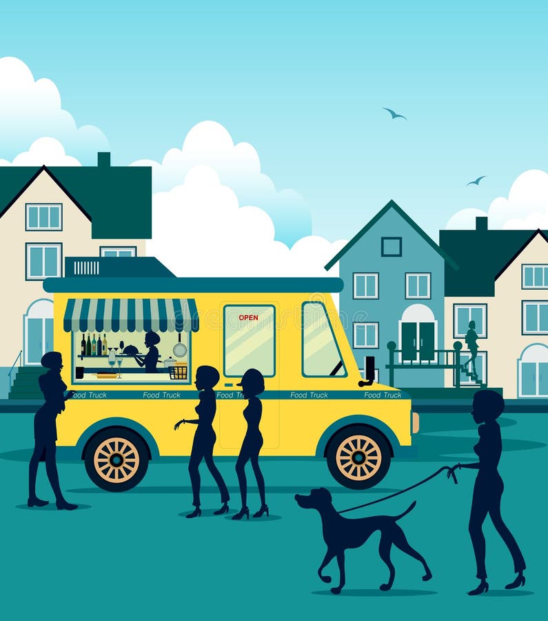 Food Truck City Stock Illustrations – 4,407 Food Truck City Stock ...