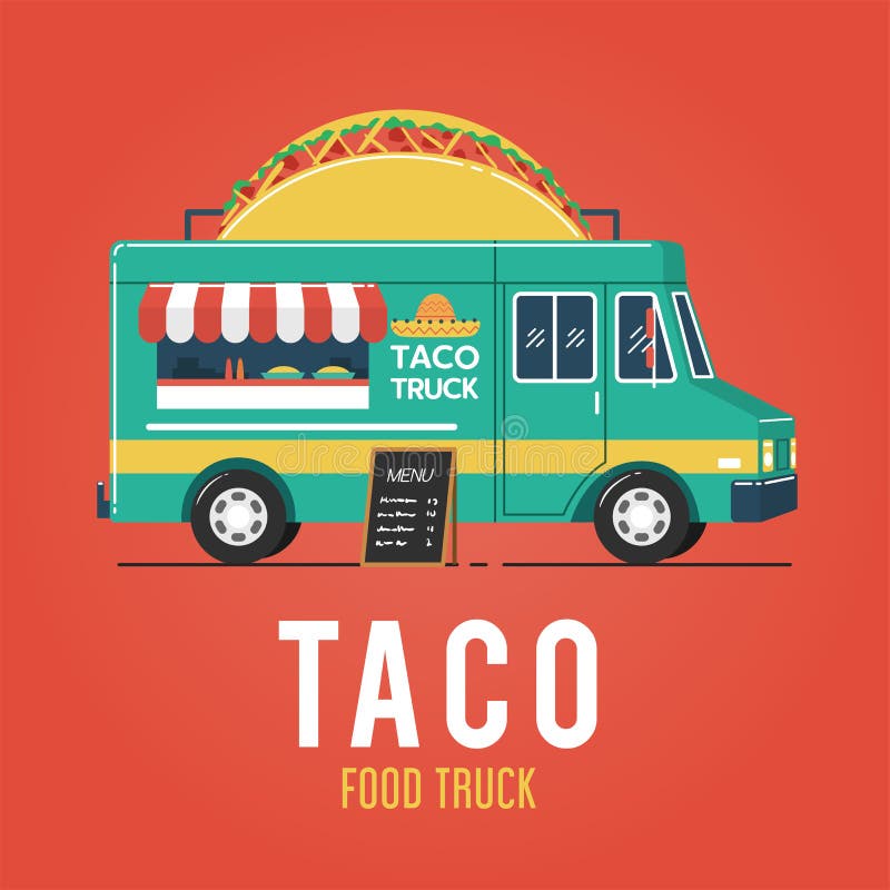 Taco Food Truck stock vector. Illustration of diner - 125882605 Taco Food Truck stock vector. Illustration of diner - 125882605