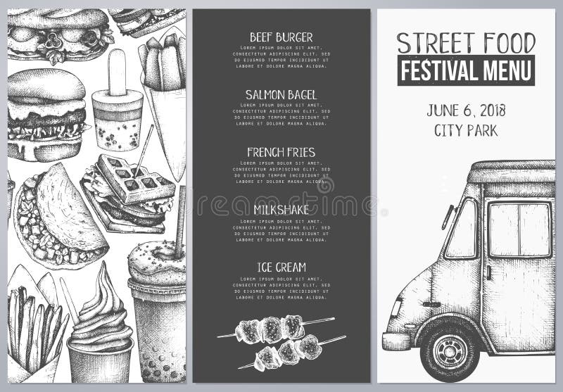 Fast Food Restaurant Flyer for Cafe or Restaurant Design. Engraved ...