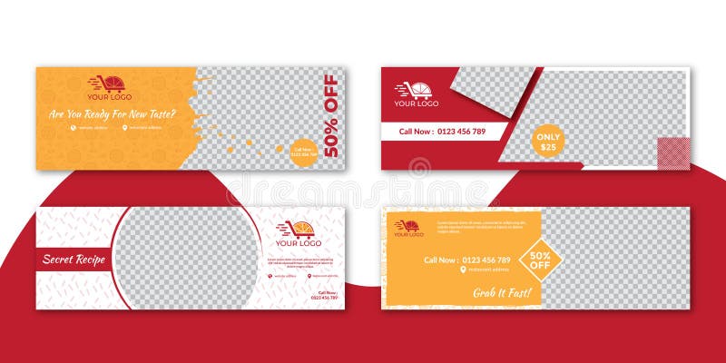 Food Twitter Header Designs Template Stock Vector - Illustration of ...