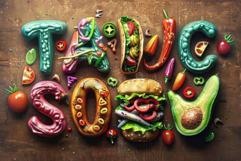 Food Typography, Tasty Letters Stock Illustration - Illustration of ...