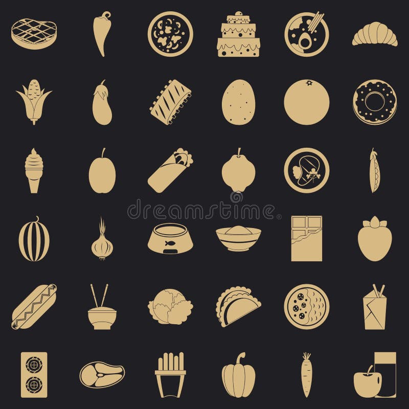 Food Value Icons Set, Simple Style Stock Vector - Illustration of ...