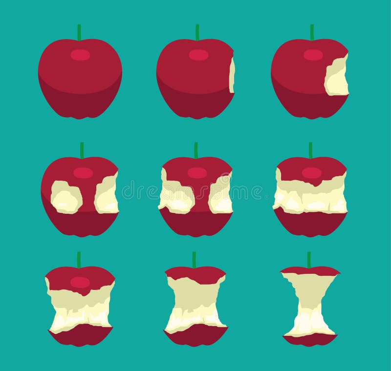 Apple Eating Sequence Vector Illustration Stock Vector - Illustration ...