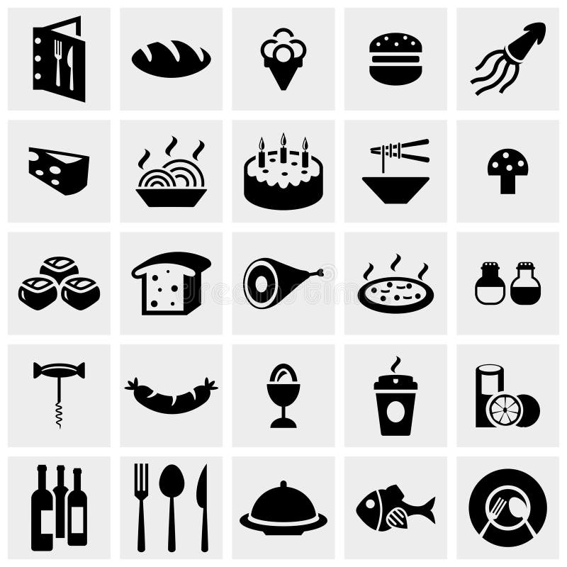 Food Vector Icon Set On Gray Stock Photos - Image: 36696863