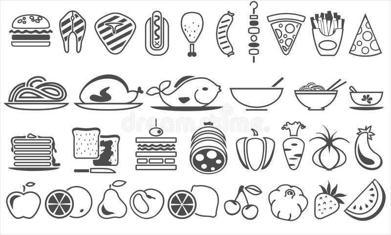 Food vector icons stock vector. Illustration of fruit - 30114487