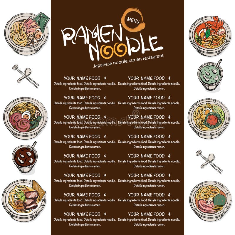 Menu Ramen Noodle Japanese Food Template Design Stock Vector ...