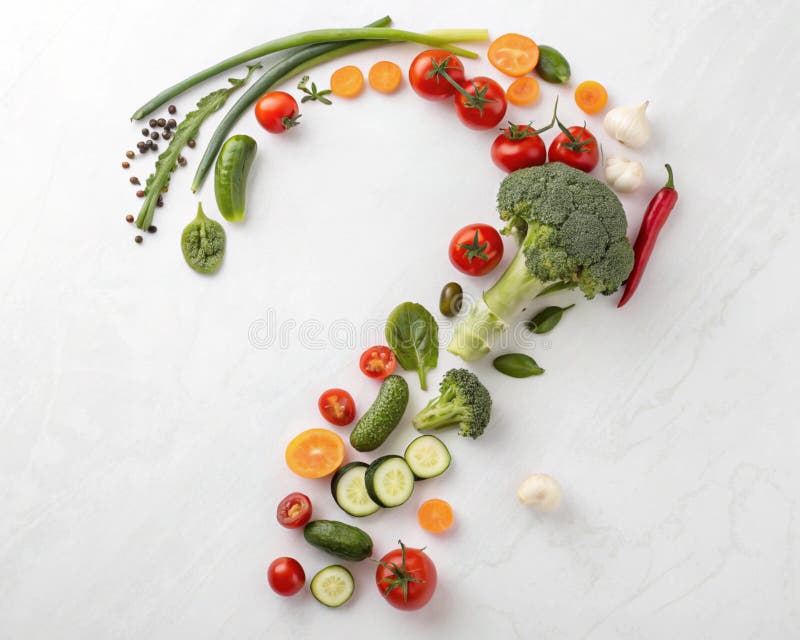 Image of Various Fresh Vegetables Arranged As a Question Mark, Food ...