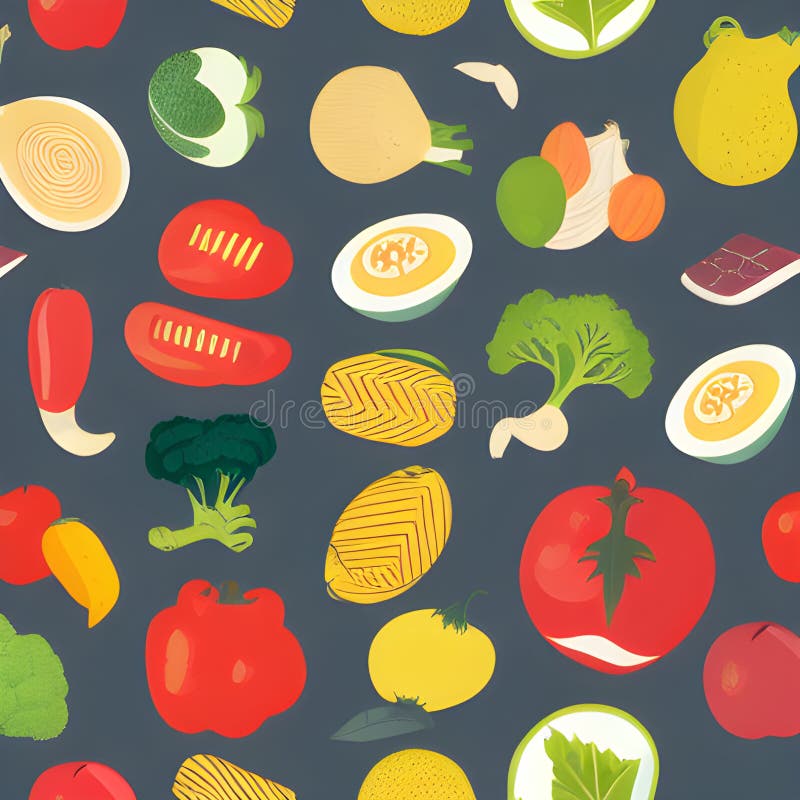 Food Vegetable Random Pattern Seamless, Abstract Element Vintage Design ...