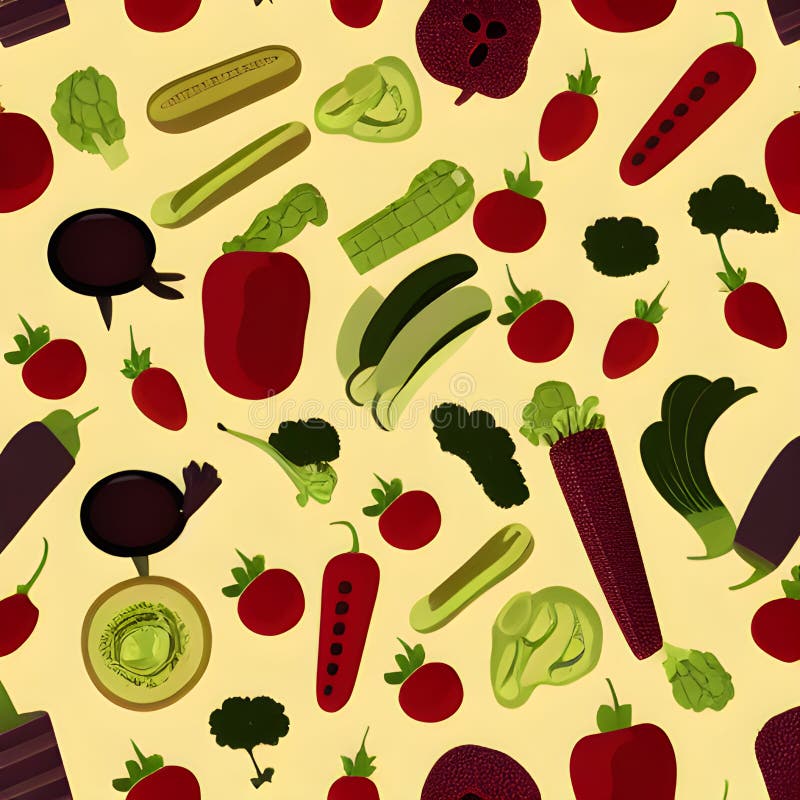 Food Vegetable Random Pattern Seamless, Abstract Element Vintage Design ...