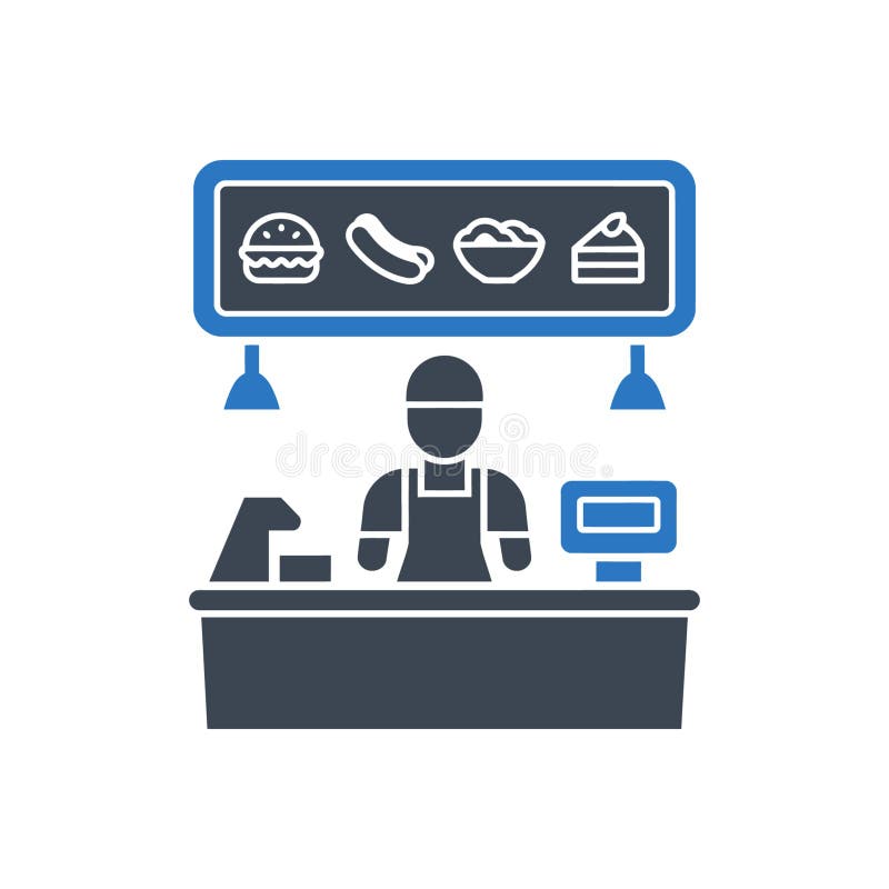 Food Vendor Counter Icon stock vector. Illustration of menu - 350117364