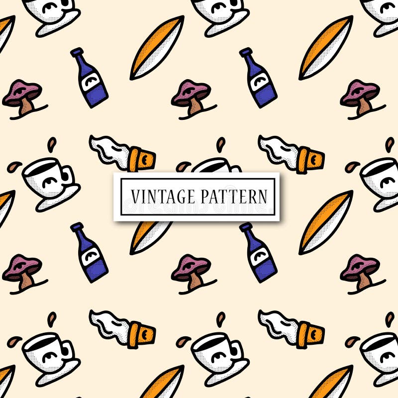 Food Vintage Pattern Vector Illustration Stock Vector - Illustration of ...