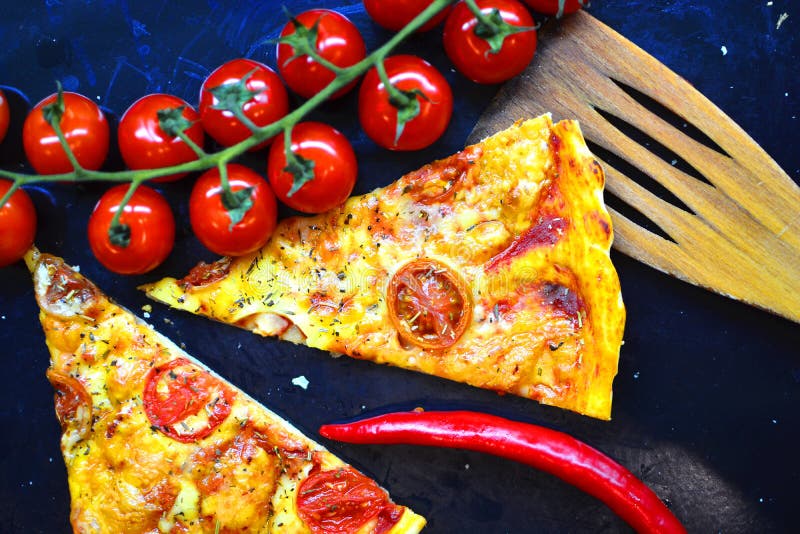 Food Wallpaper with Italian Pizza Portion Stock Photo - Image of food ...