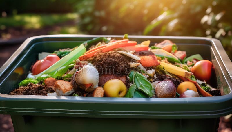 Food Waste in Compost Bin Garden Close-up. Composting Stock Photo ...
