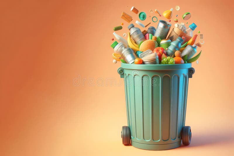 Food Waste in a Garbage Container. Space for Text. Stock Illustration ...