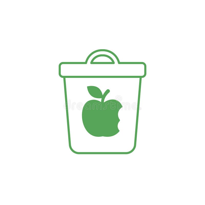 Food Waste Icon with a Trash Bin Stock Vector - Illustration of ...