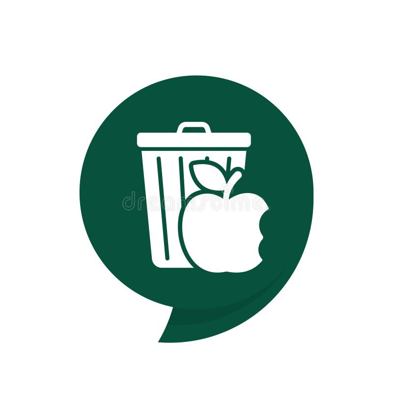 Food Waste Icon with a Trash Bin, Vector Stock Vector - Illustration of ...