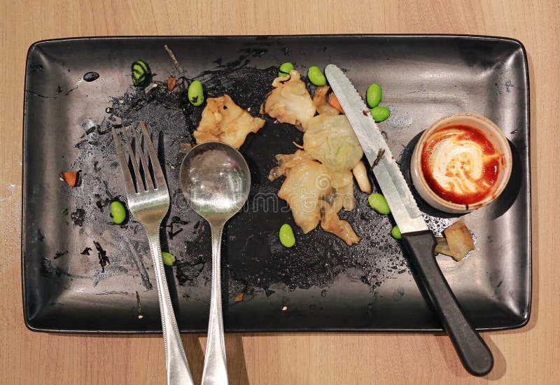 Food Waste. Top View Piece of Food Remains on Plate Stock Photo - Image ...