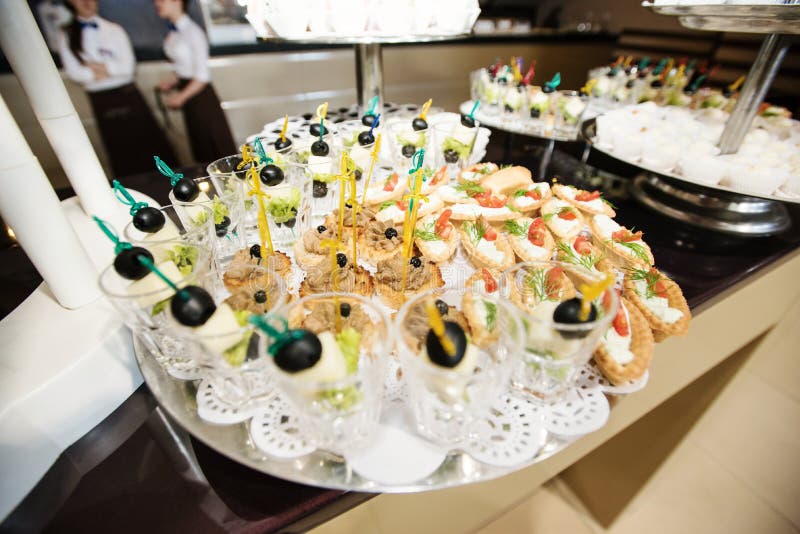 Food on wedding reception stock photo. Image of cream - 54502896