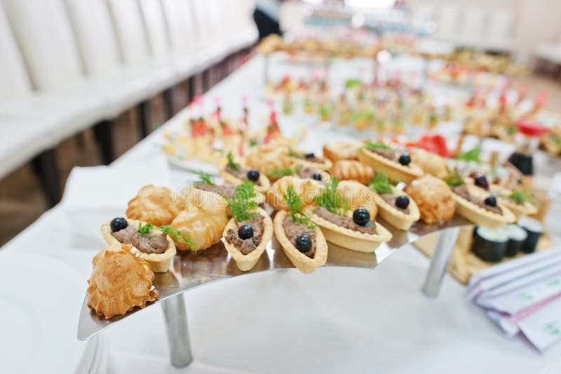 Wedding Reception Table with Food Stock Photo - Image of cater, dinner ...