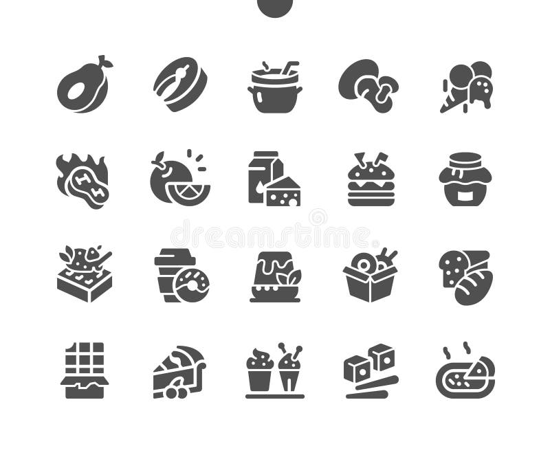 Food Well-crafted Pixel Perfect Vector Solid Icons Stock Vector ...