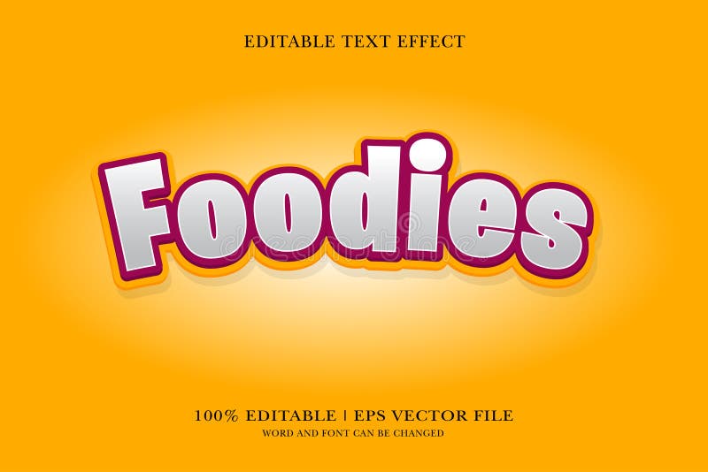 Foodies Editable Text Effect with 3d Vector Design Stock Vector ...