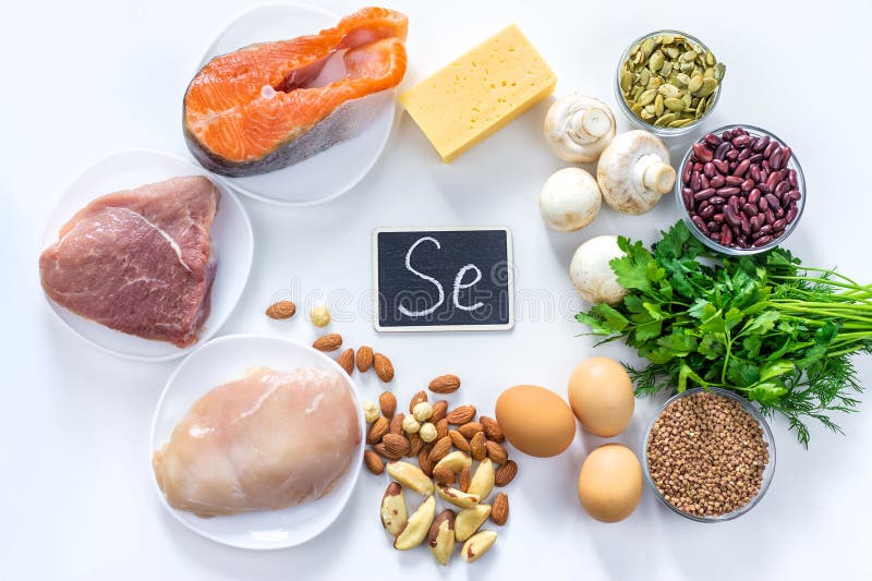 Foods Contain Selenium Food. Selective Focus Stock Image - Image of ...