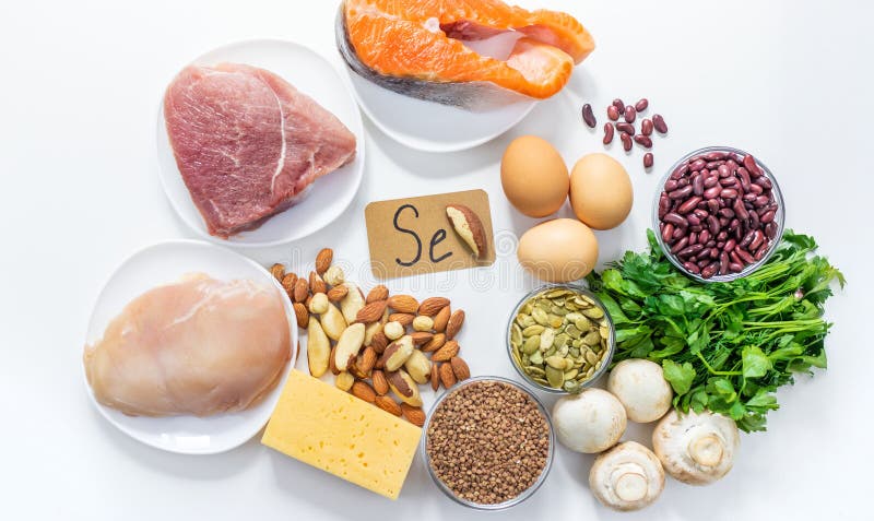 Foods Contain Selenium Food. Selective Focus Stock Image - Image of ...