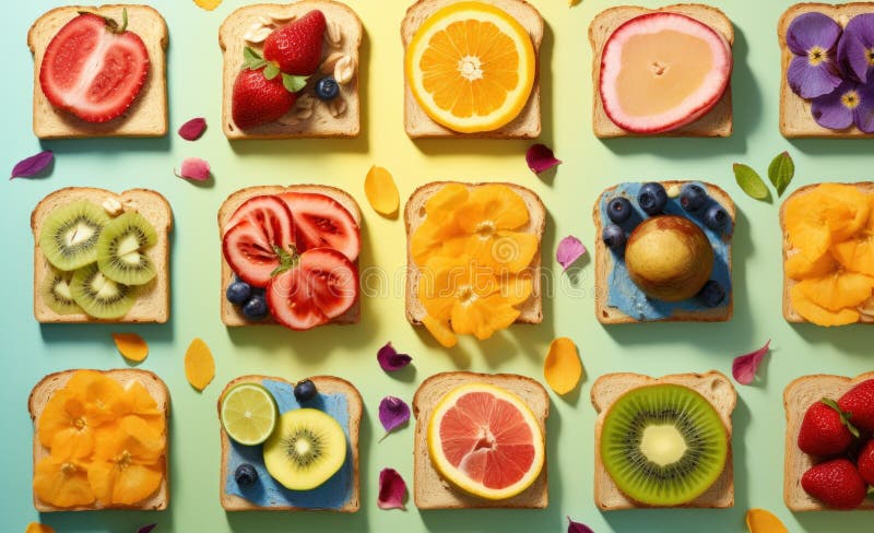 Foods, Fruit, Vitamins and Other Things on Toast Stock Photo - Image of ...
