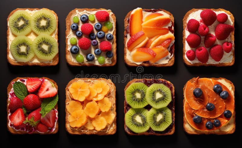 Foods, Fruit, Vitamins and Other Things on Toast Stock Image - Image of ...