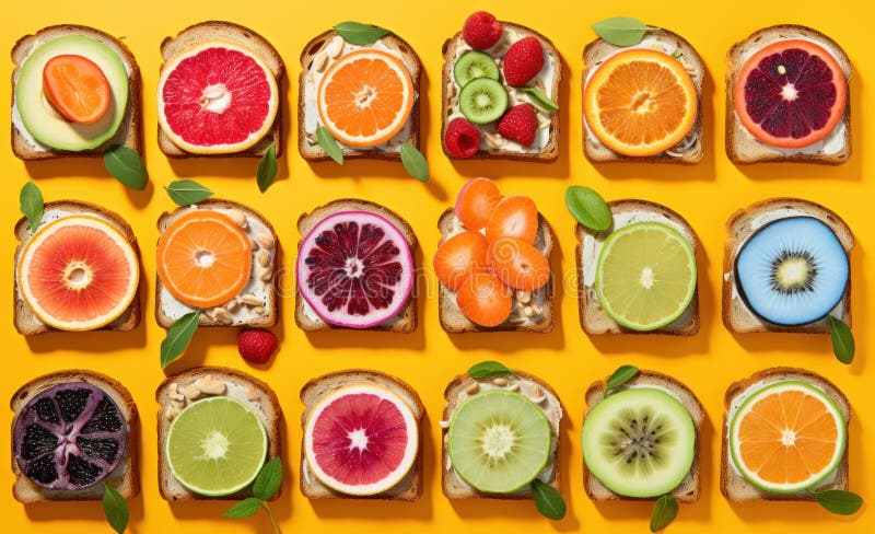 Foods, Fruit, Vitamins and Other Things on Toast Stock Photo - Image of ...