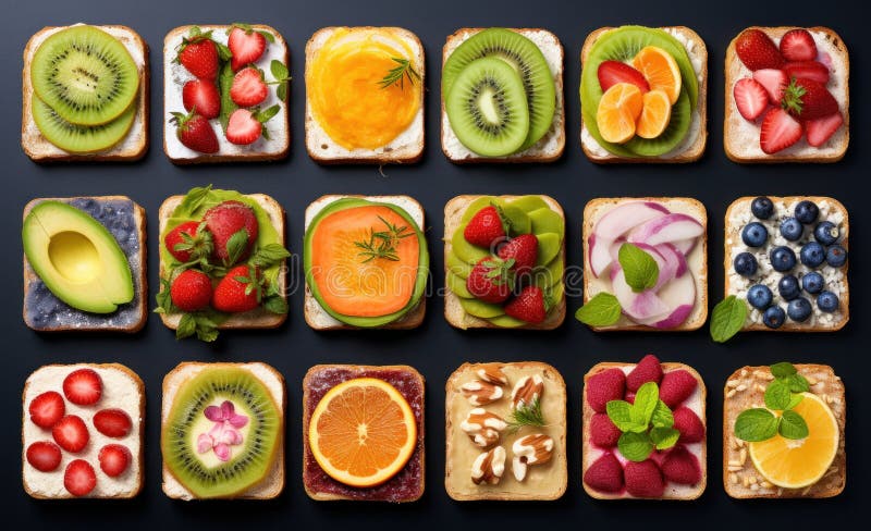 Foods, Fruit, Vitamins and Other Things on Toast Stock Image - Image of ...