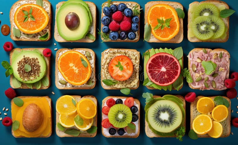 Foods, Fruit, Vitamins and Other Things on Toast Stock Image - Image of ...