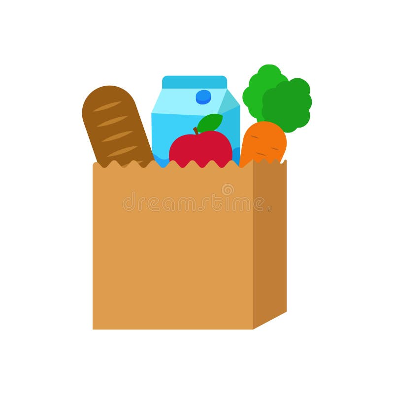 Foods in Paper Bag Package Vector Suitable for Groceries Illustration ...
