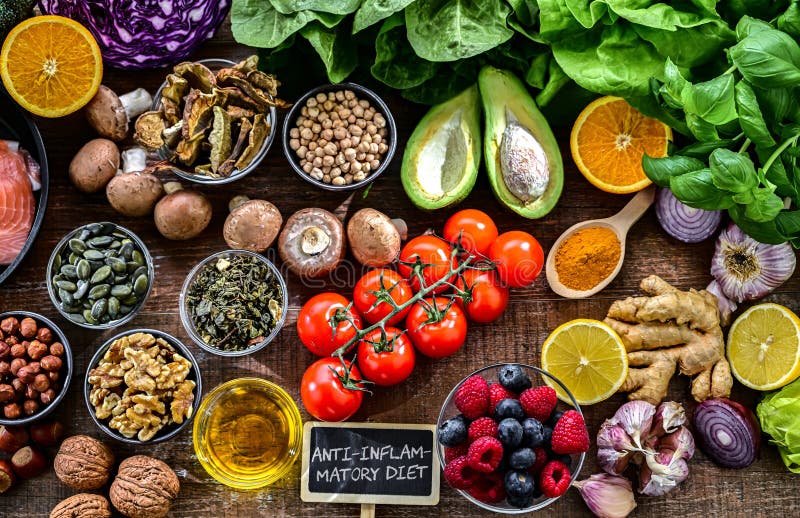 Foods Representing Anti-inflammatory Diet Stock Image - Image of ...